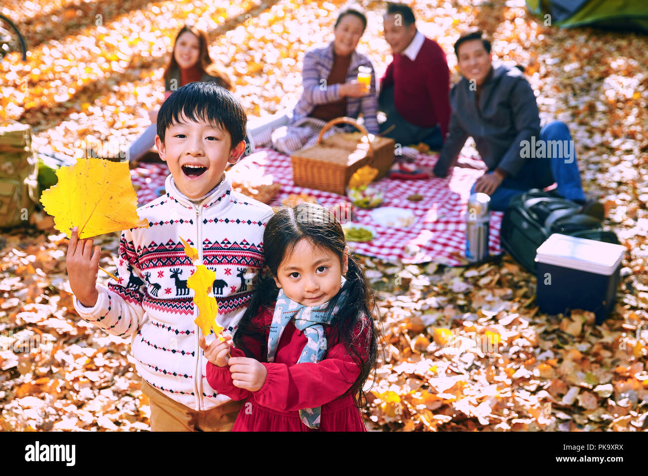 Happy family outdoor outing Stock Photo - Alamy