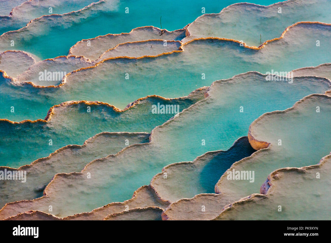 Travertine terraces of Pamukkale, Turkey (UNESCO World Heritage site ...