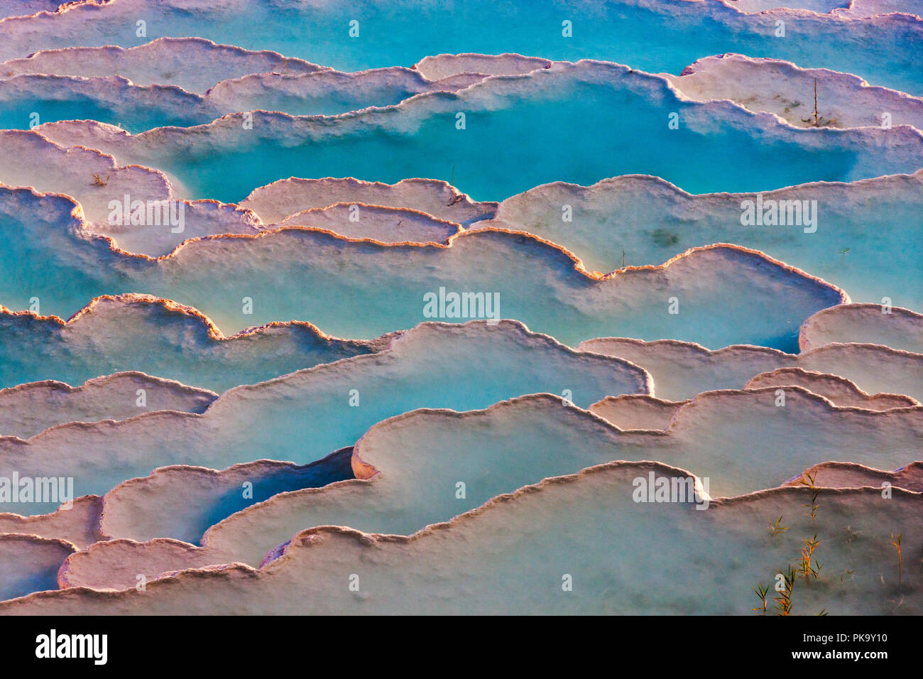Travertine terraces of Pamukkale, Turkey (UNESCO World Heritage site ...