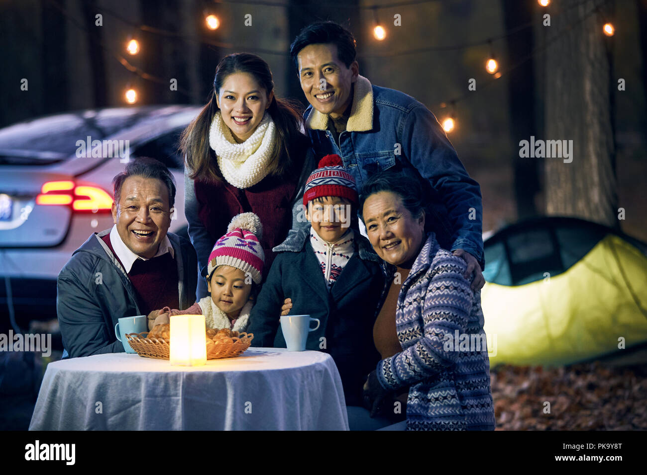 Happy family outdoor outing Stock Photo - Alamy
