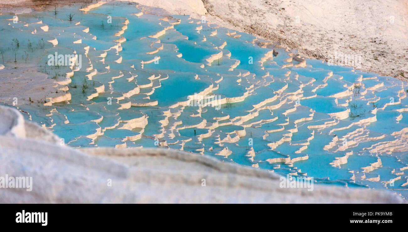Travertine terraces of Pamukkale, Turkey (UNESCO World Heritage site ...