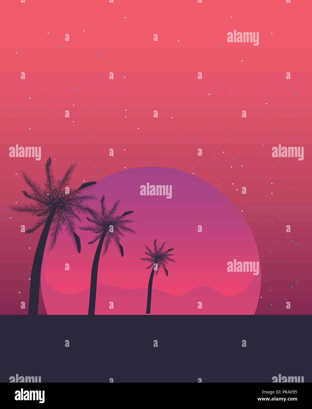 retro future label with palms vector illustration design Stock Vector ...