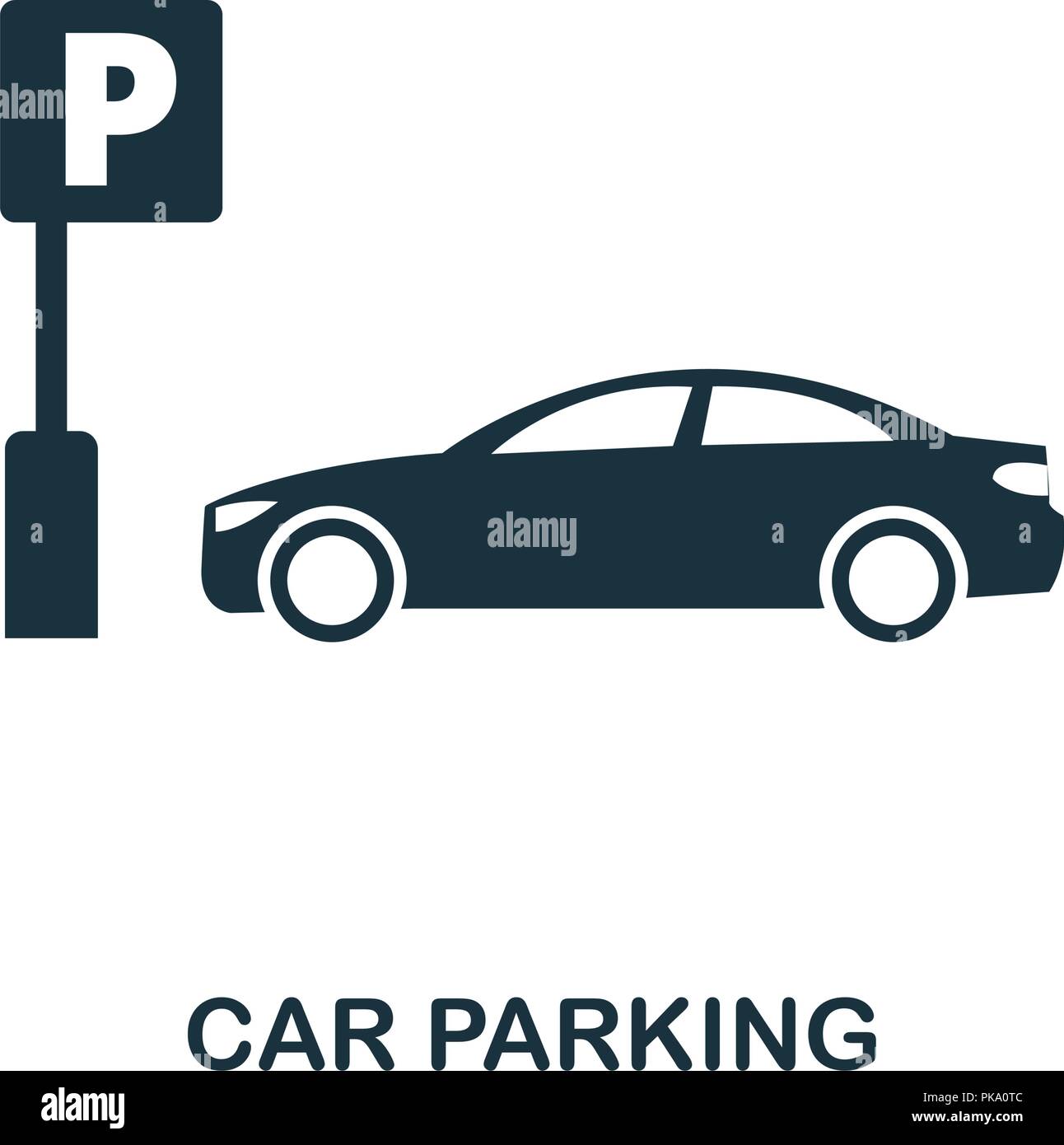 Car Parking icon. Monochrome style design from city elements collection ...