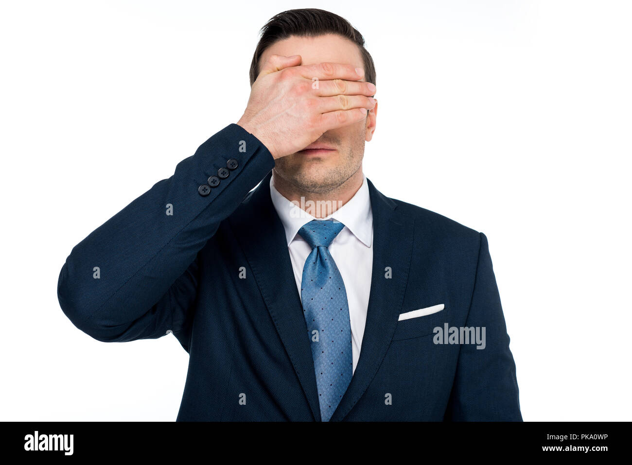 Middle aged businessman closing eyes hi-res stock photography and ...