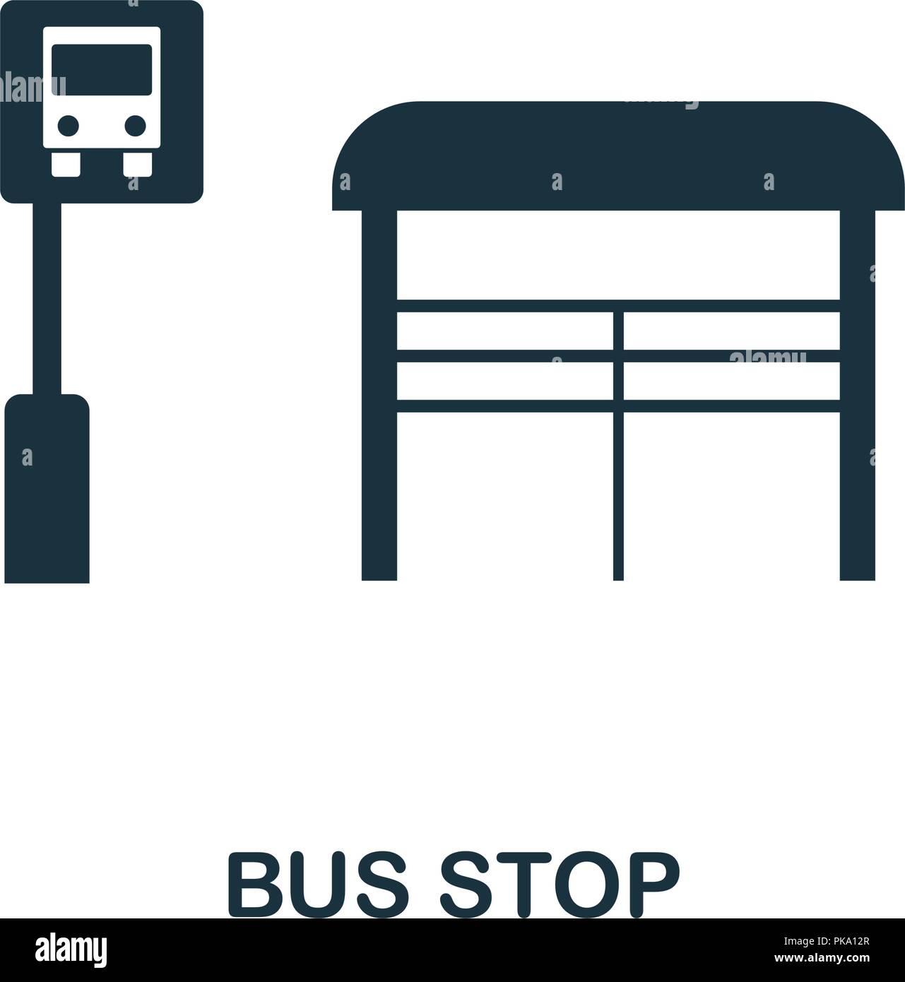 Bus Stop icon. Monochrome style design from city elements collection ...