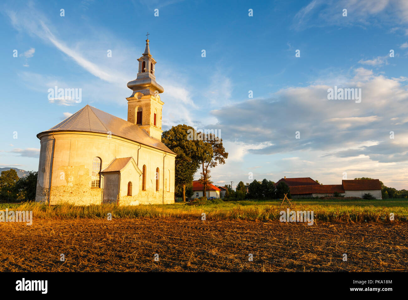 Rural landscape with a church in Turiec region, central Slovakia Stock ...