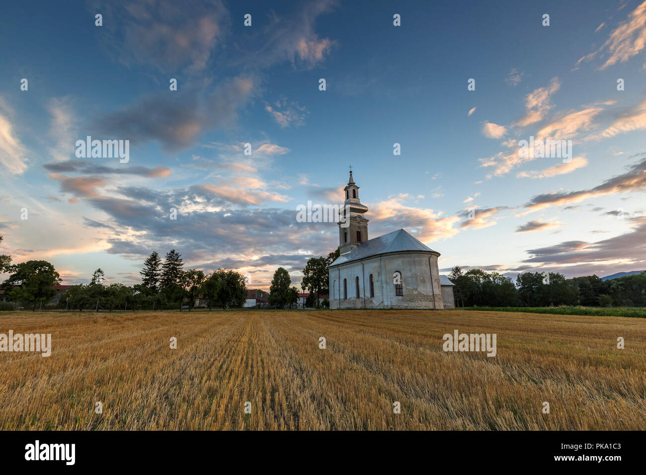Rural landscape with a church in Turiec region, central Slovakia Stock ...