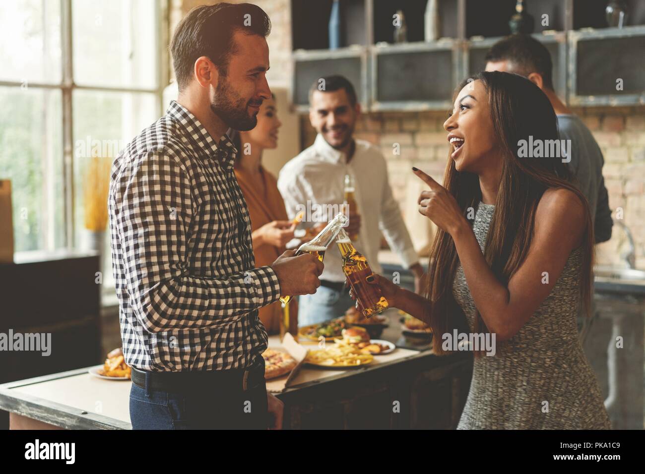 Party with best friends. Group of cheerful young people enjoying home ...