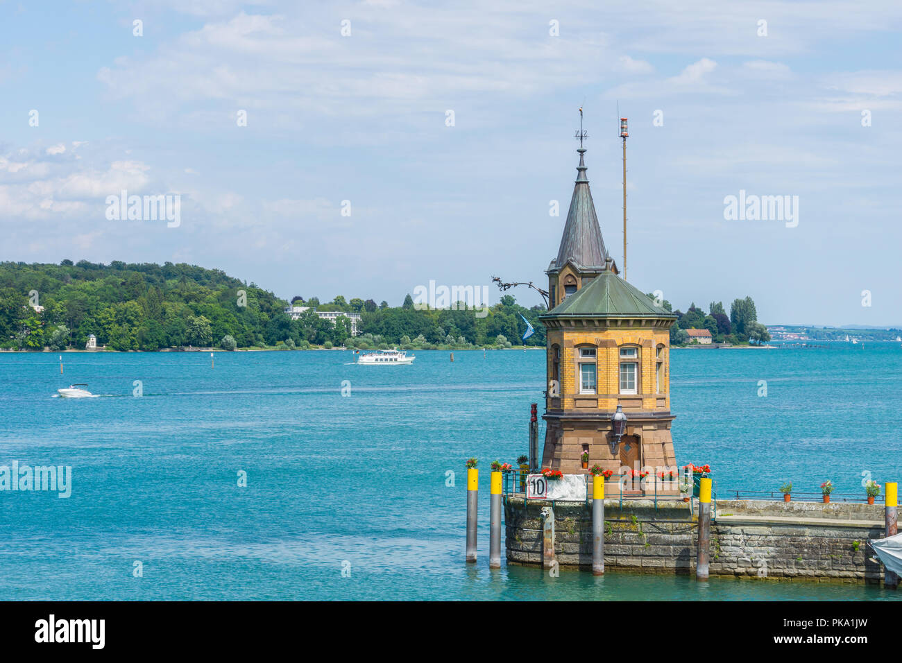 Germany, Harbor gate of constance city at lake constance Stock Photo ...