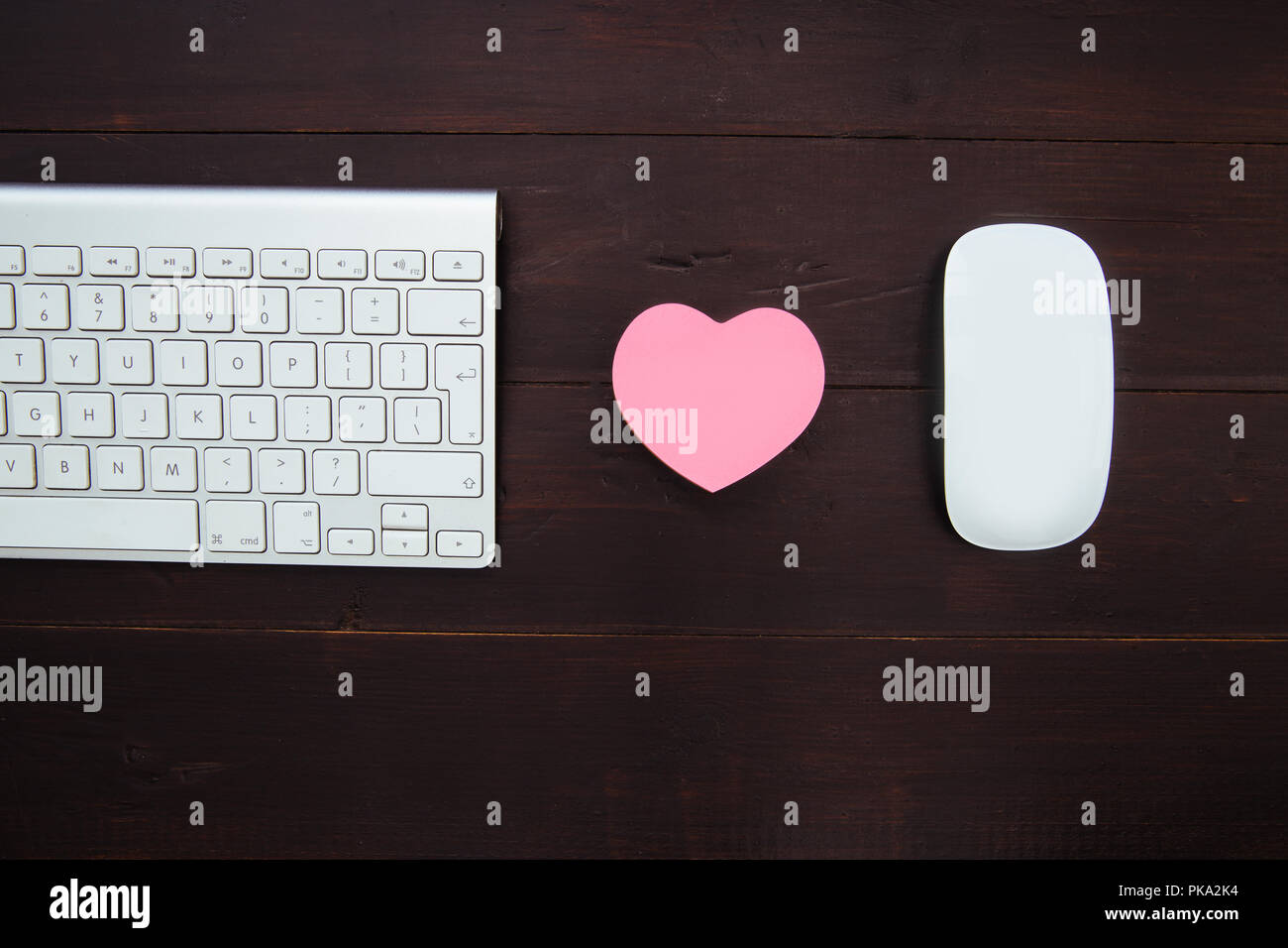 Computer keyboard and mouse on wood office desk workspace Stock Photo ...