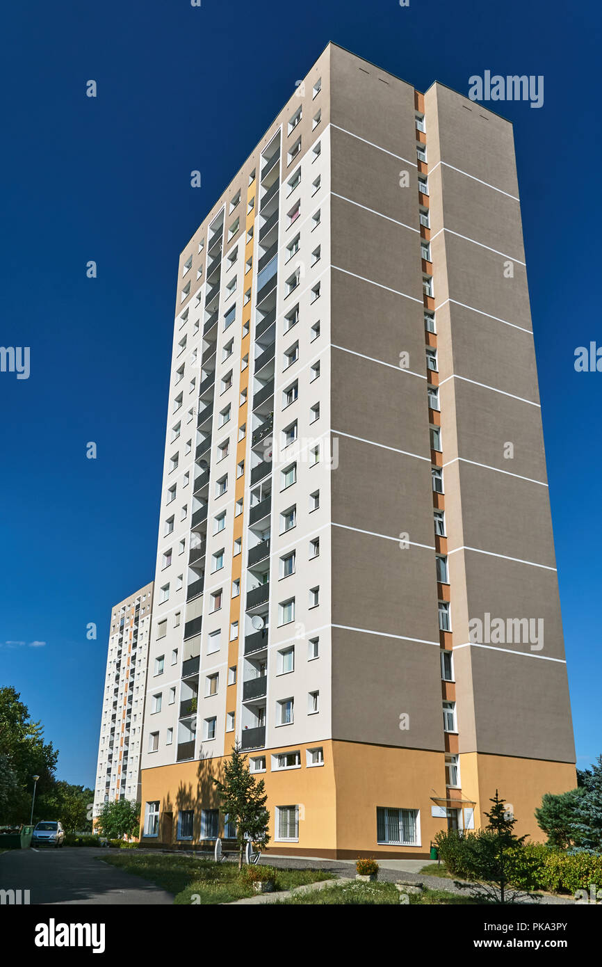 The facade of a residential high-rise buildings in Poznan Stock Photo ...