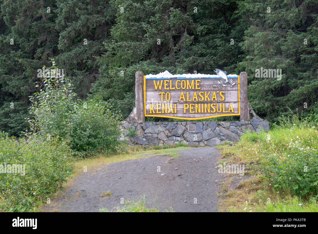 Welcome alaskas kenai peninsula sign hi-res stock photography and ...