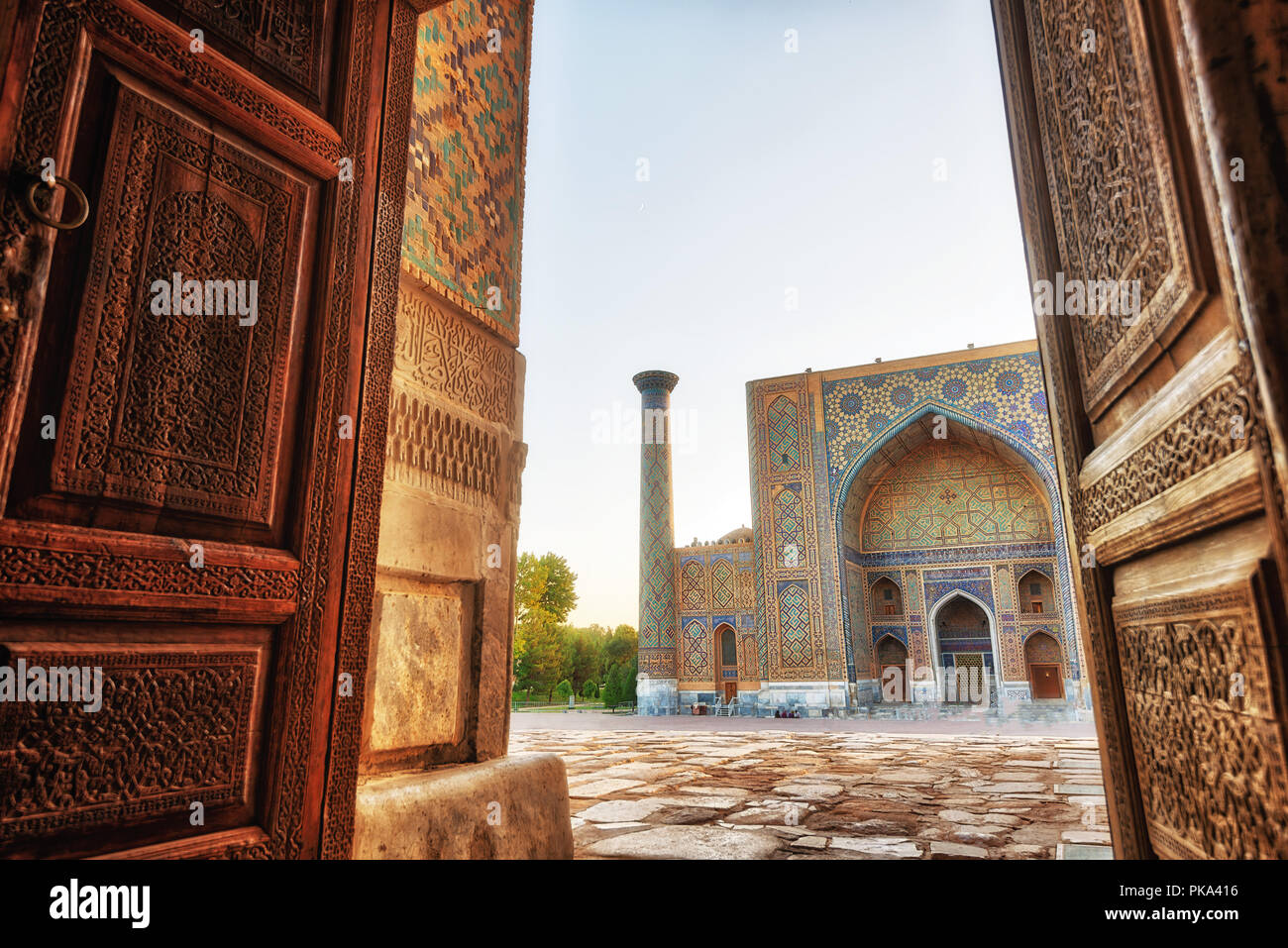 Registan Square in the City Center of Samarkand in Uzbekistan taken in ...