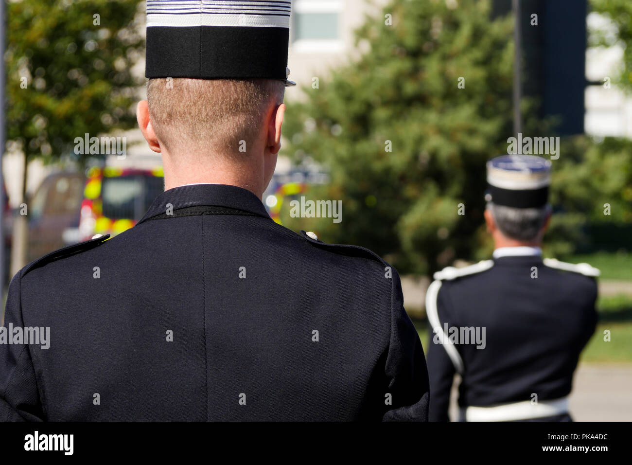 French Gendarmes attend official military ceremony, Sathonay-Camp ...