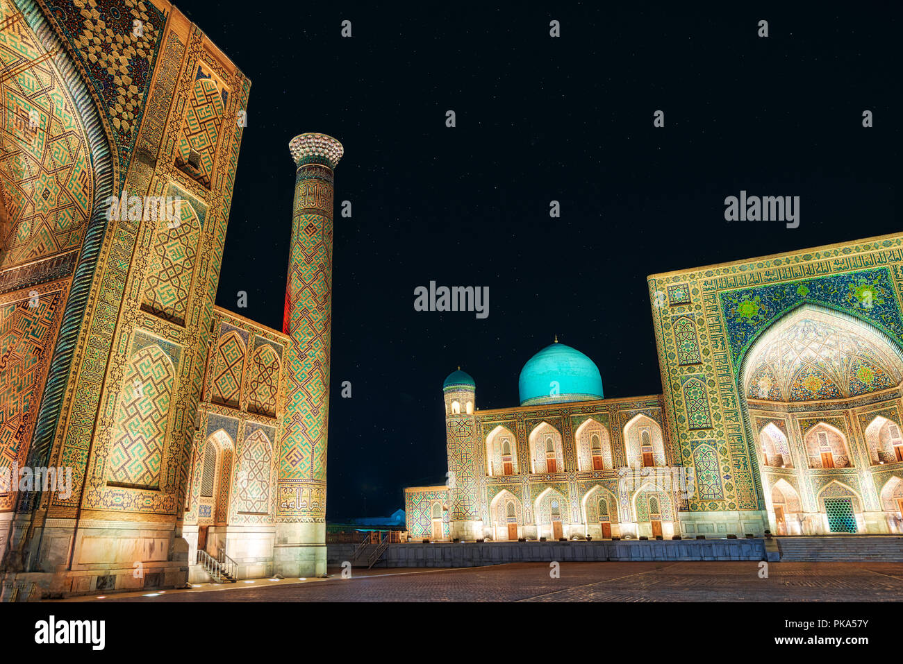 Registan Square in the City Center of Samarkand in Uzbekistan taken in ...