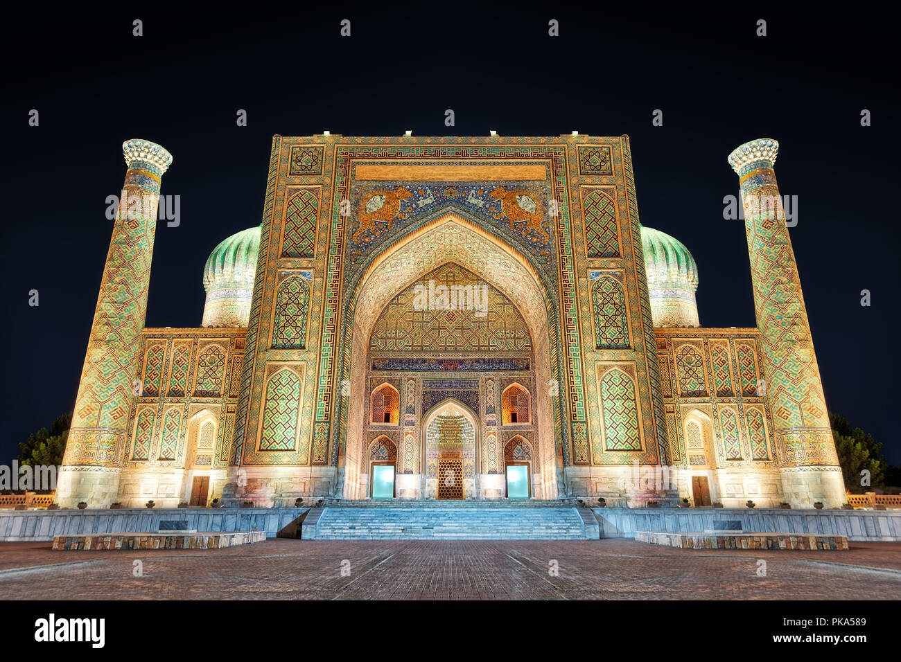 Registan Square in the City Center of Samarkand in Uzbekistan taken in ...