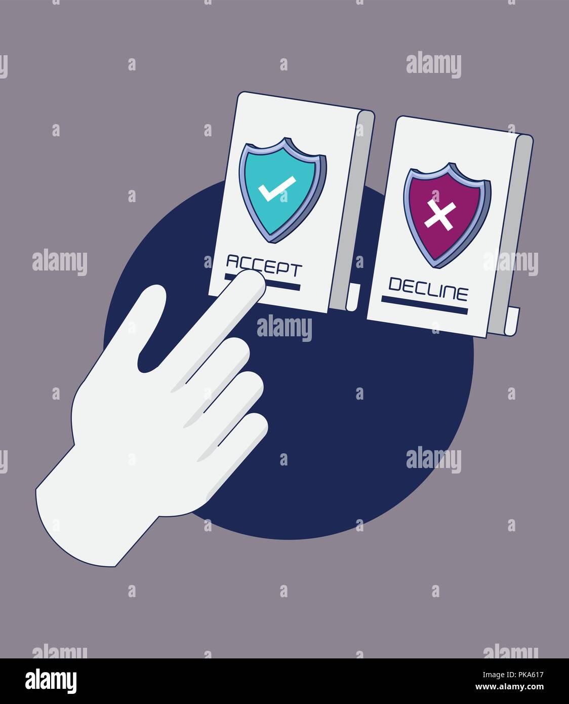 data security with hand selection accept and decline vector ...