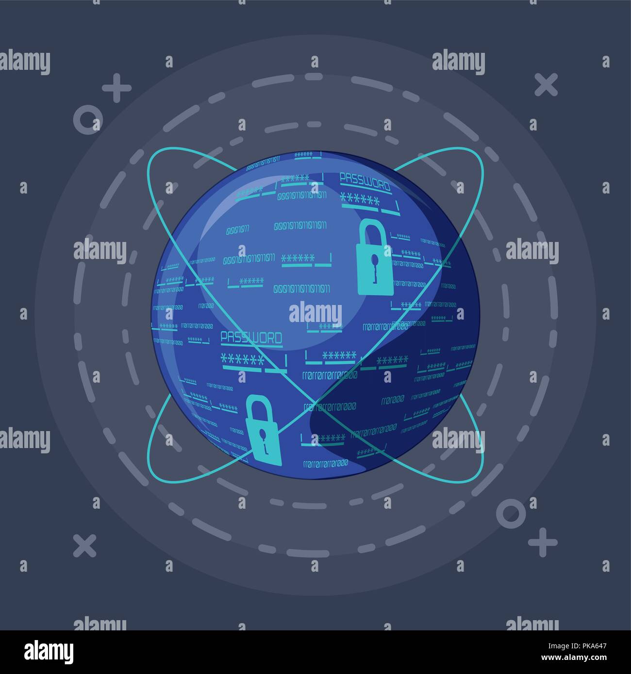 data security with sphere planet vector illustration design Stock ...