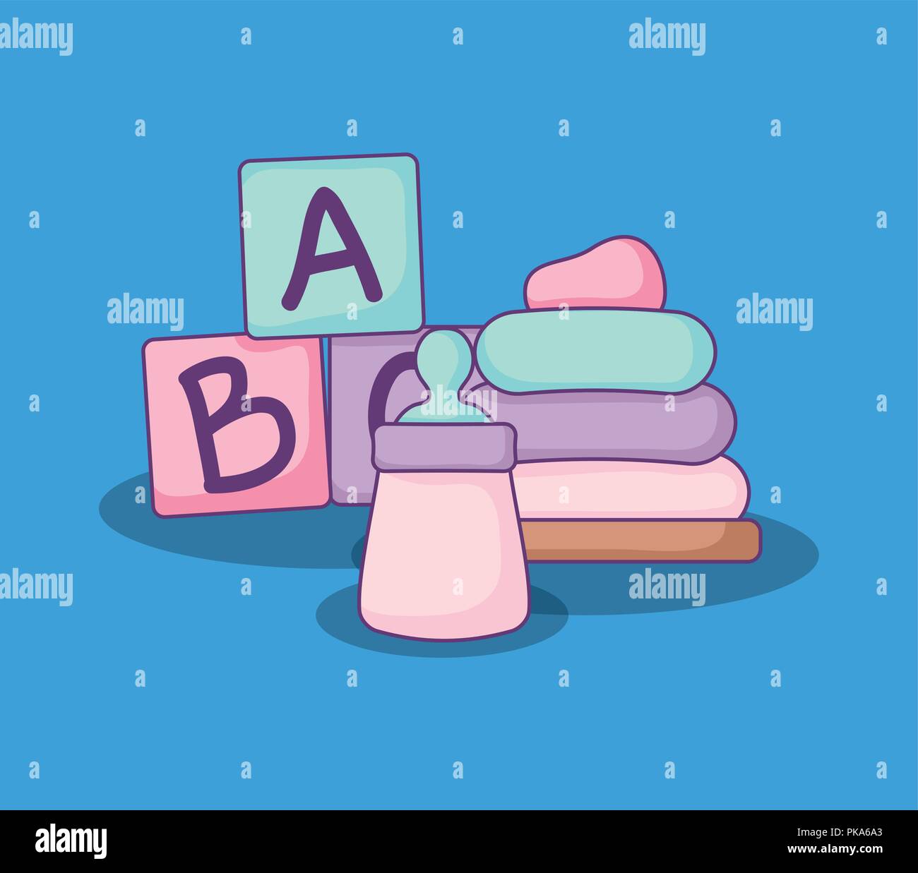 baby shower card with alphabet blocks vector illustration design Stock ...