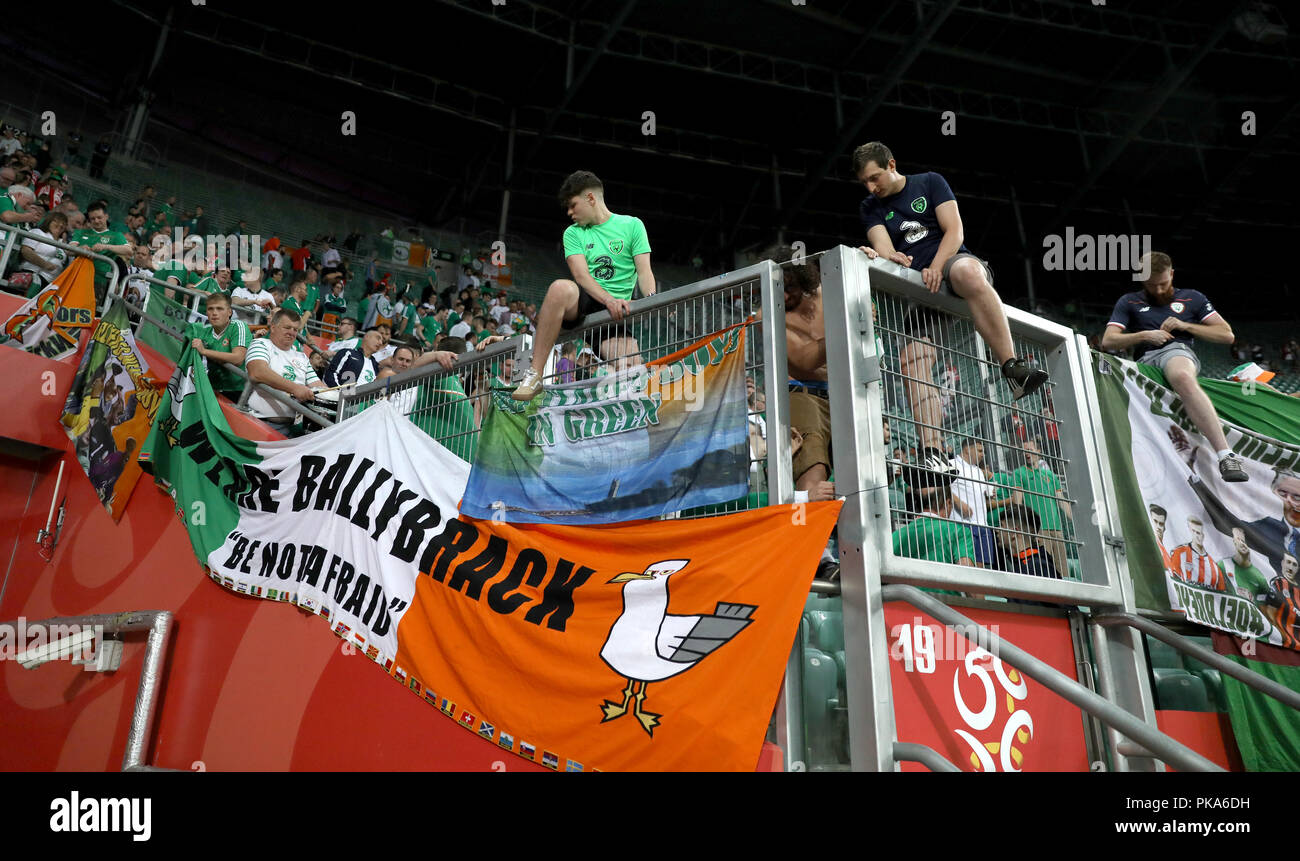 Republic of Ireland fans climb the stands after the International ...