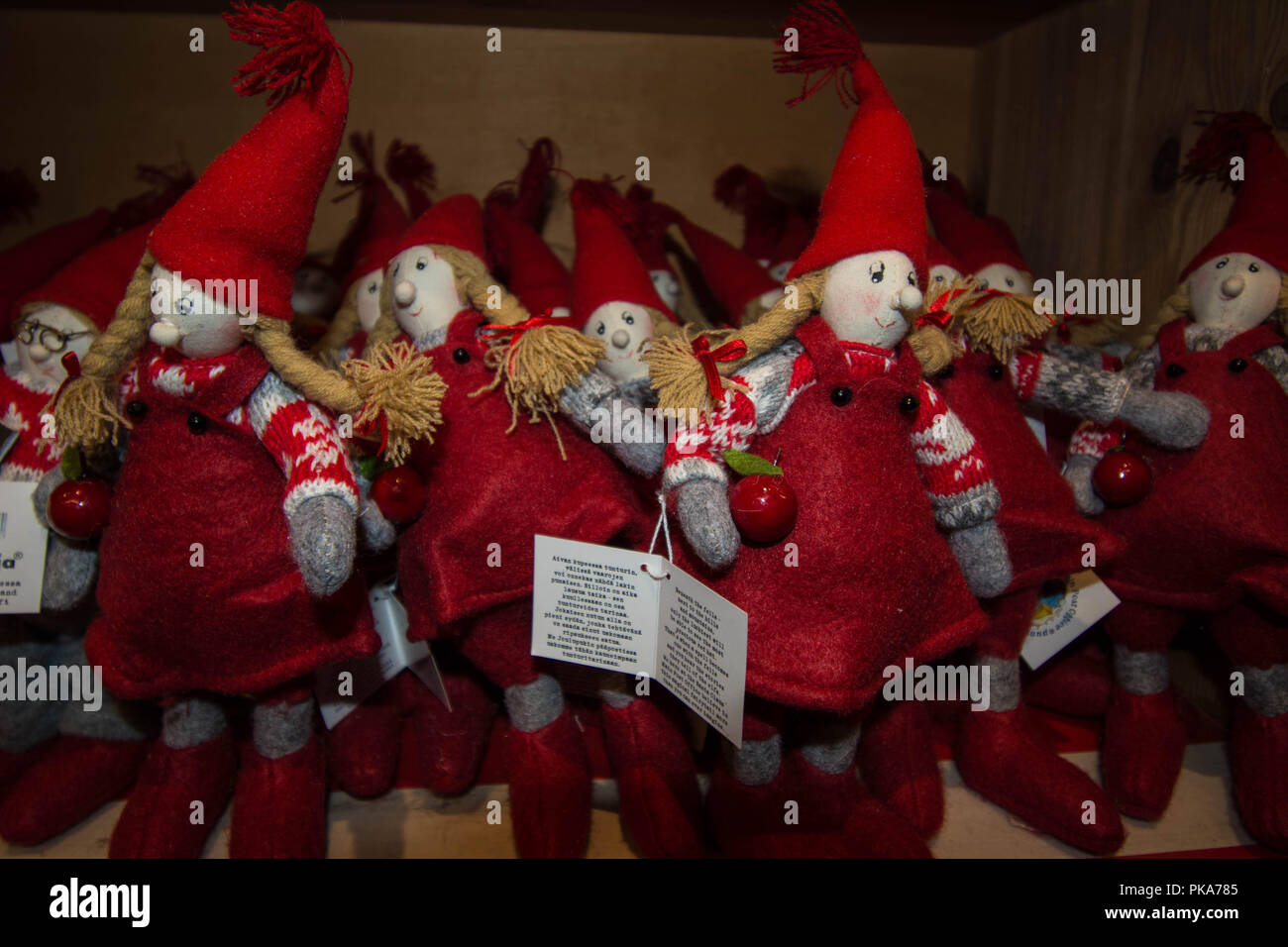 Elves in santas house in the Artic scalf scarves hats red bobble straw ...