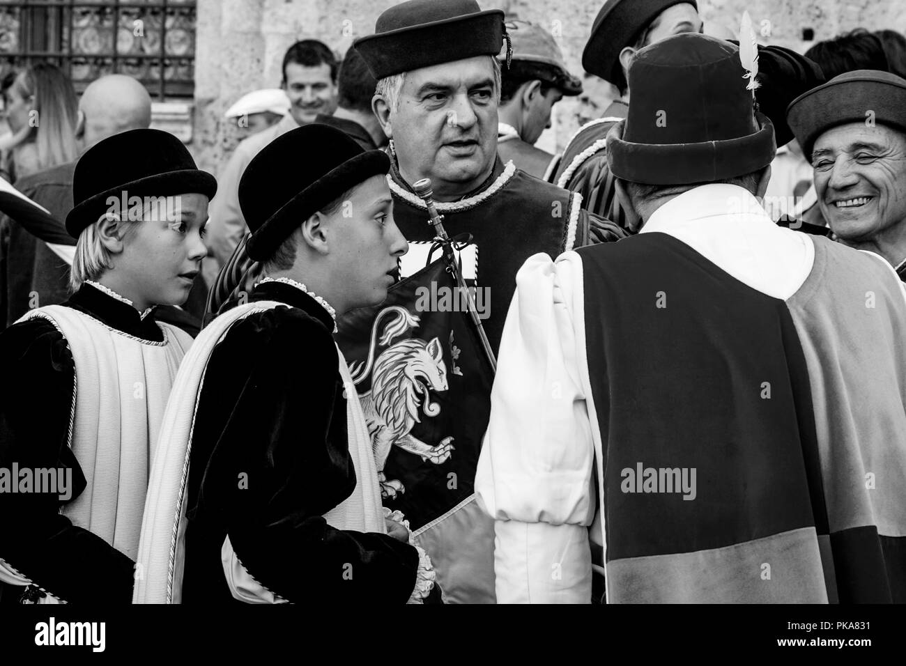 Local People Dressed In Medieval Costume Wait for The Assignment Of The ...