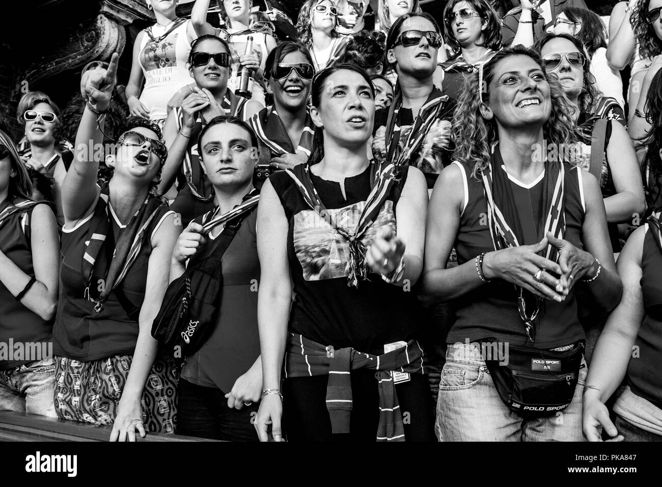 Female Members Of The Pantera (Panther) Contrada In The Piazza Del ...