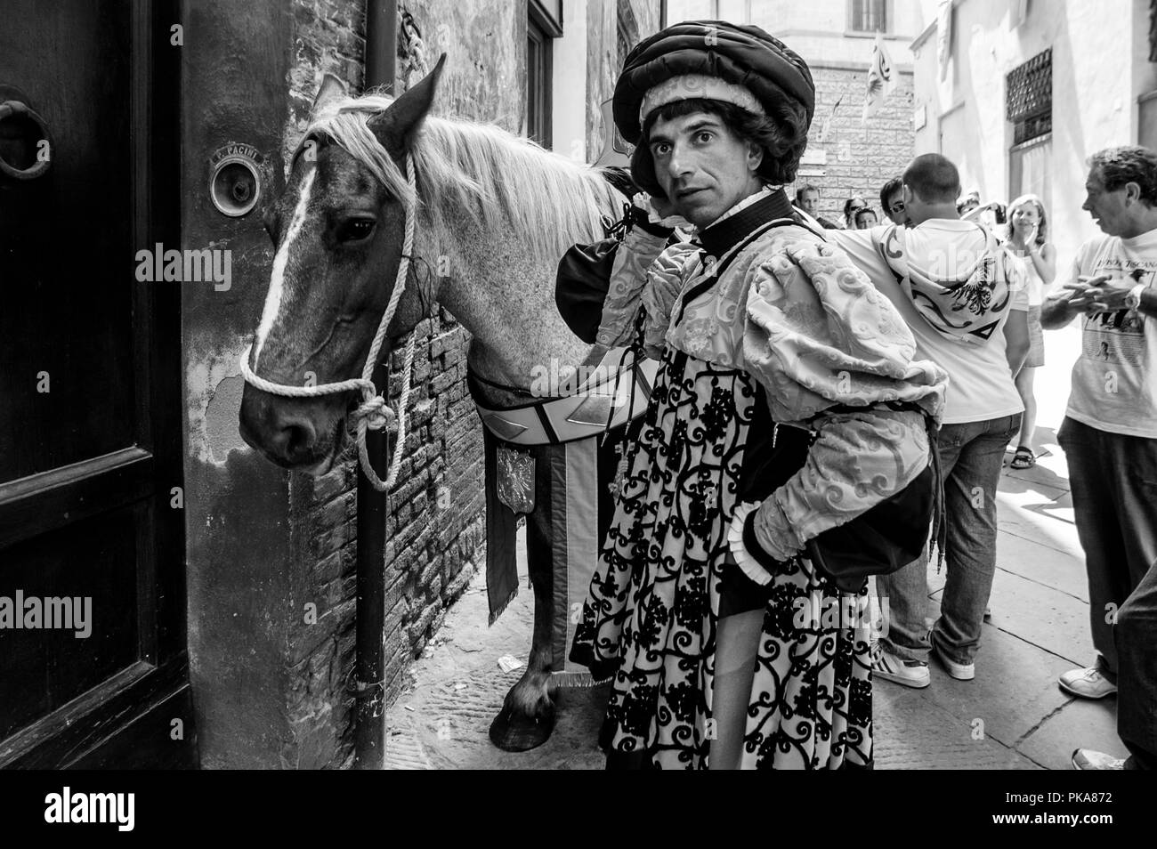 The Aquila Contrada Prepare Their Ceremonial Horse For The The Corteo ...