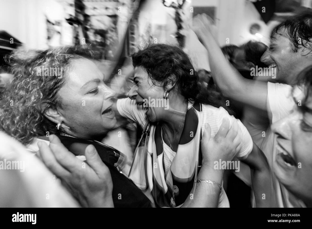 Members Of The Victorious Istrice Contrada Inside The Church of Santa ...