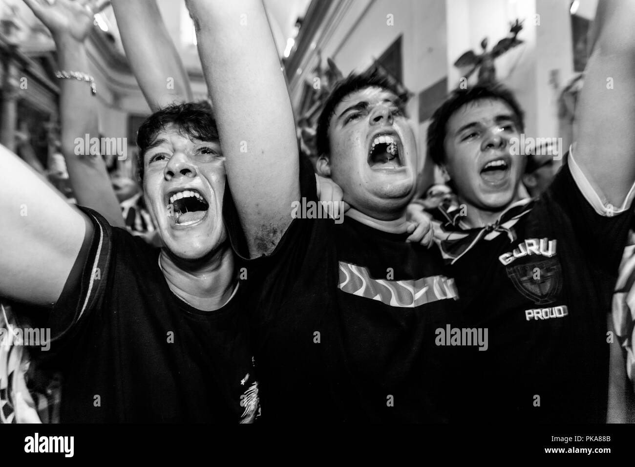 Members Of The Victorious Istrice Contrada Inside The Church of Santa ...