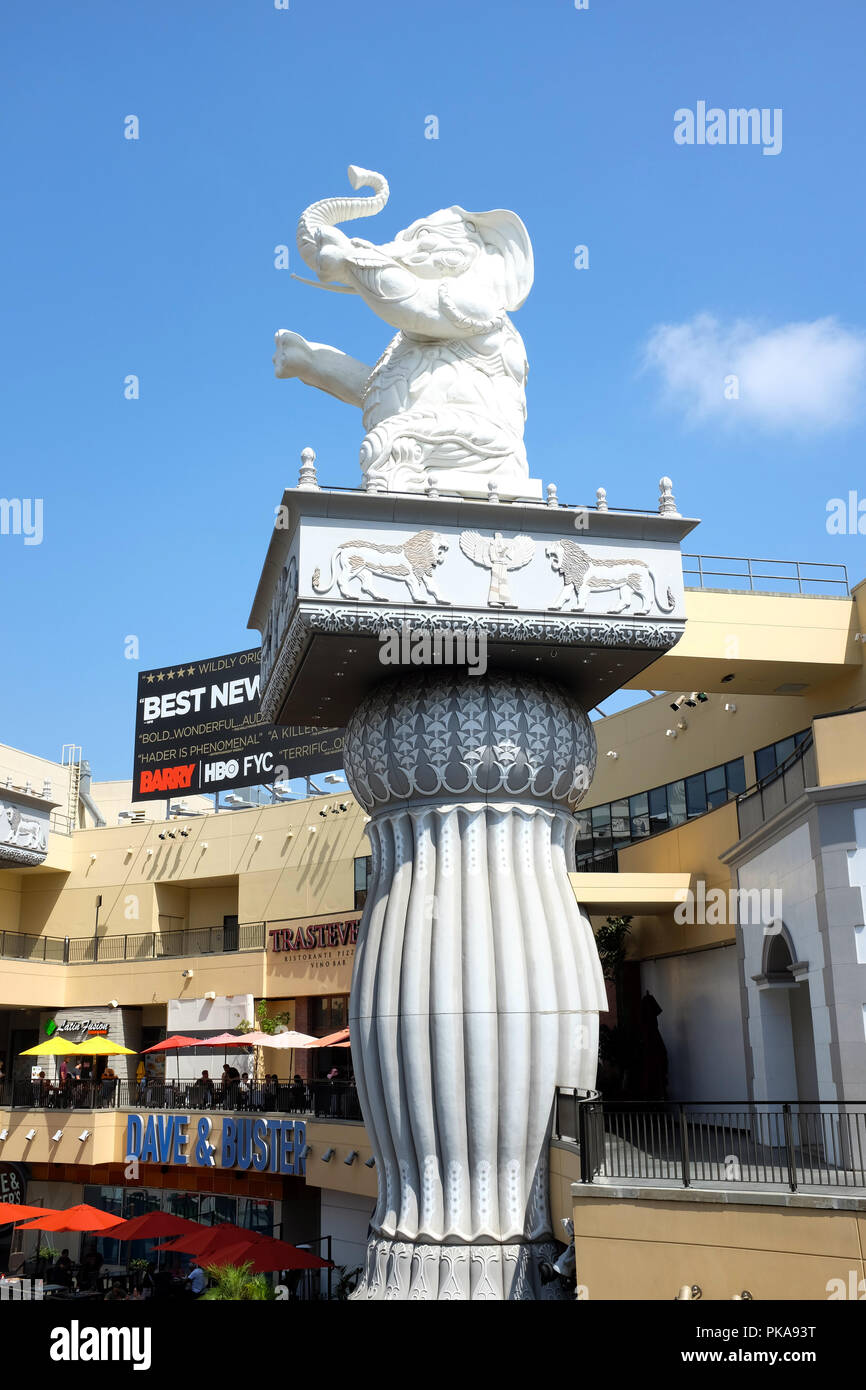 HOLLYWOOD - SEPT 2, 2018: Elephant at Babylon Court at the Hollywood ...
