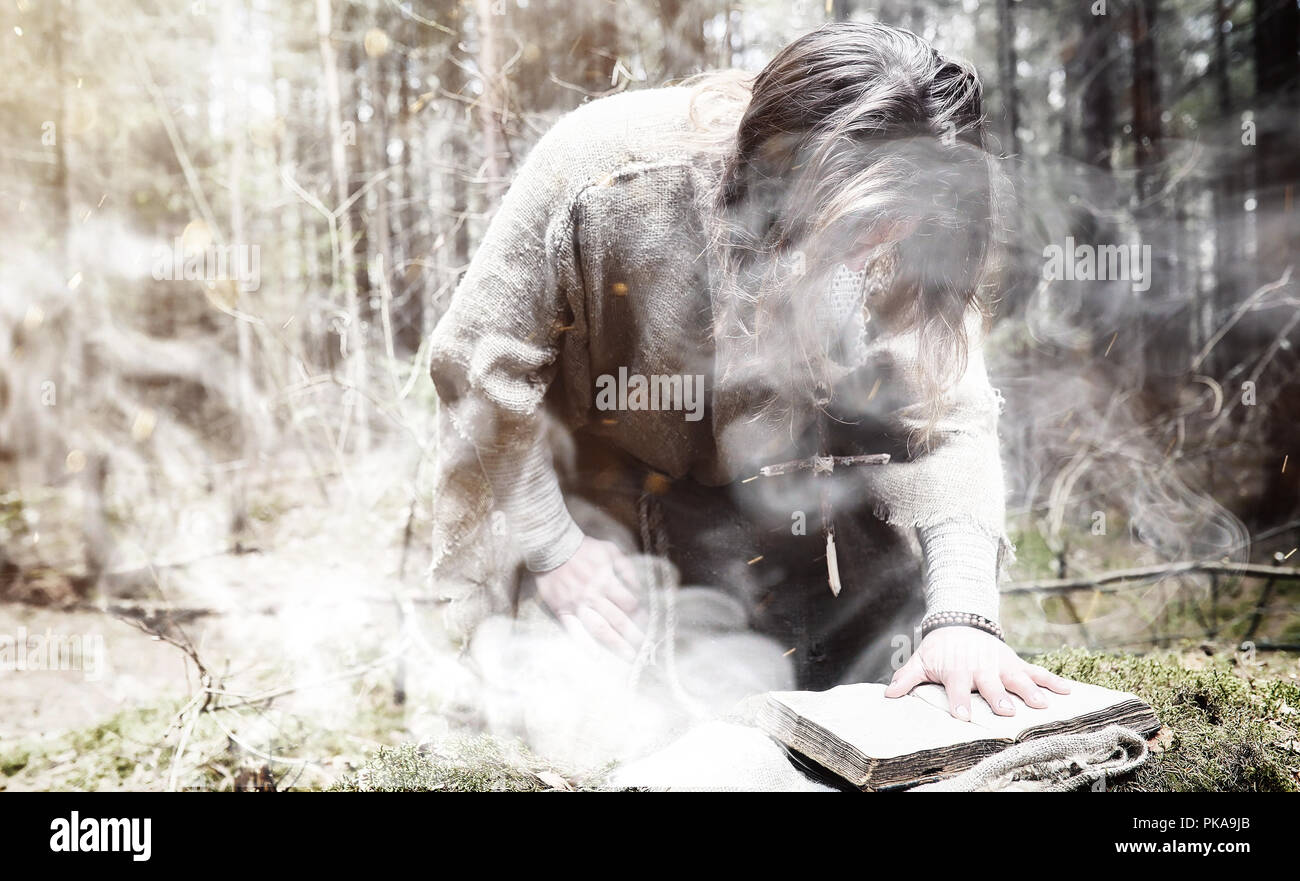 Fairy magician. A sorcerer with a glass sphere, a magical spell Stock ...