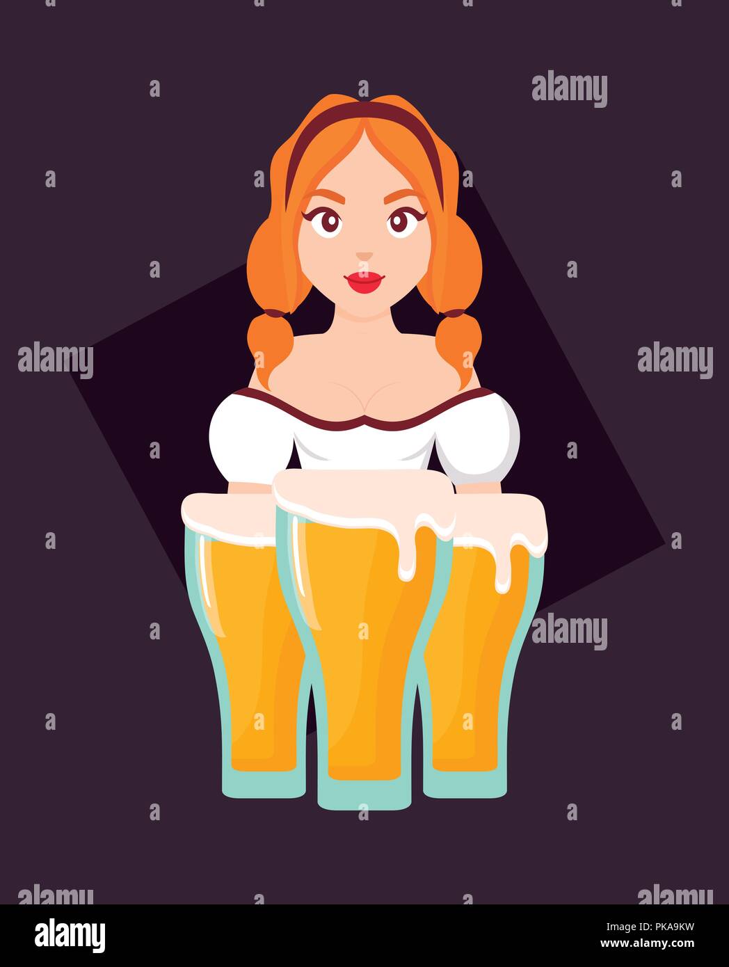 German woman with beer glasses vector illustration design Stock Vector ...