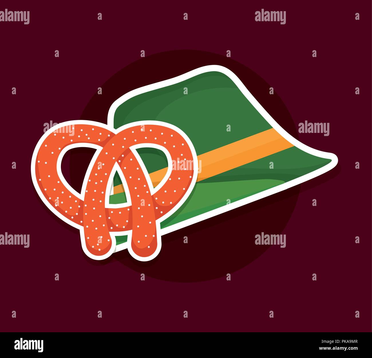 traditional german hat with pretzel vector illustration design Stock ...