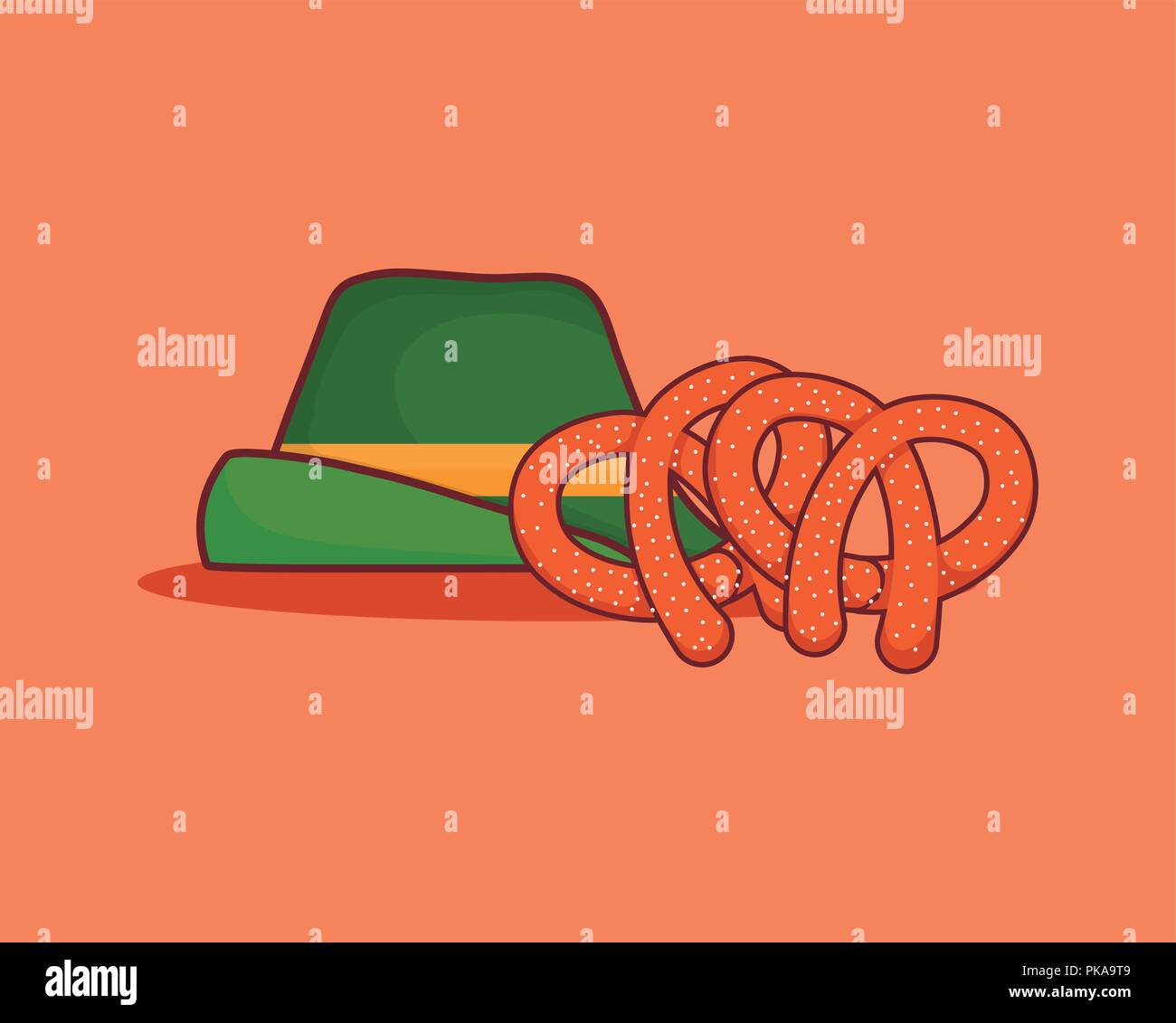 traditional german hat with pretzel vector illustration design Stock ...