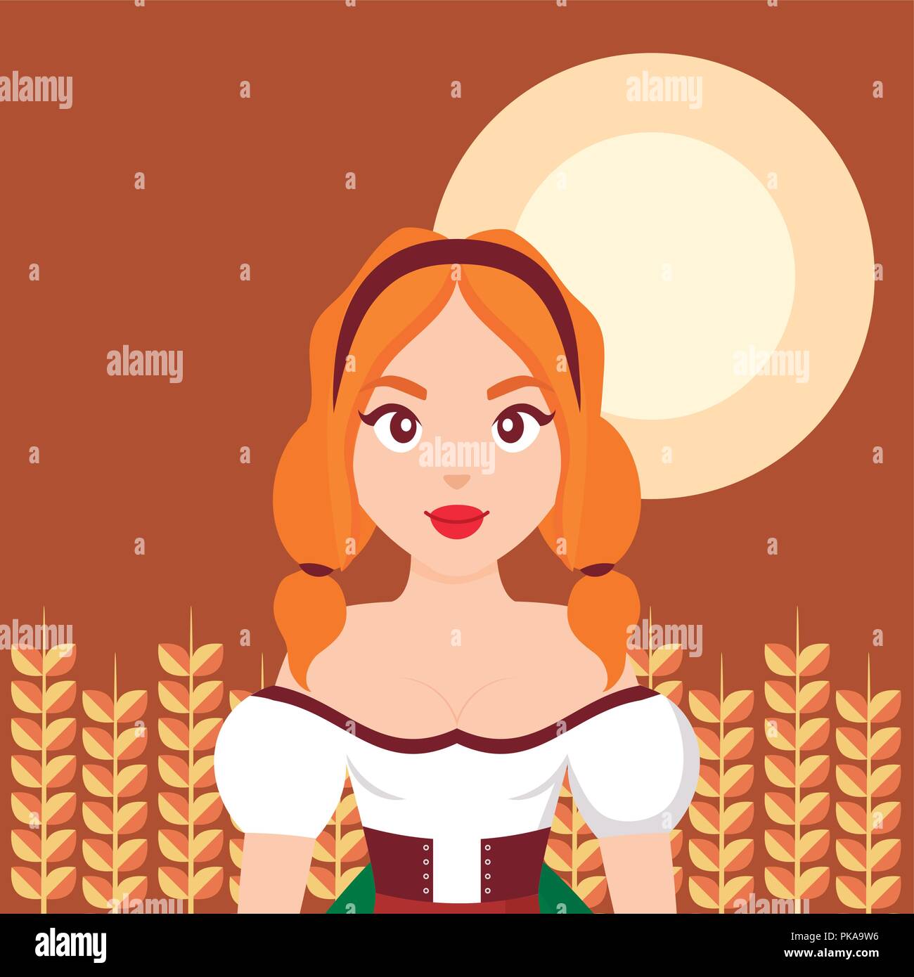 German woman with wheat cultivation vector illustration design Stock ...