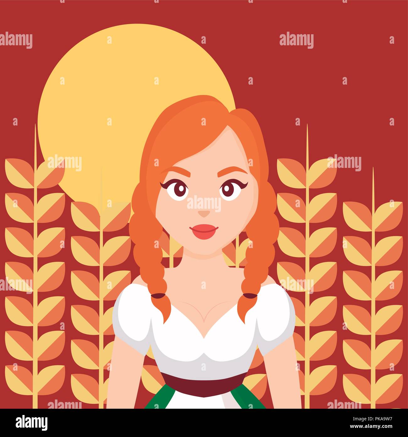 German woman with wheat cultivation vector illustration design Stock ...