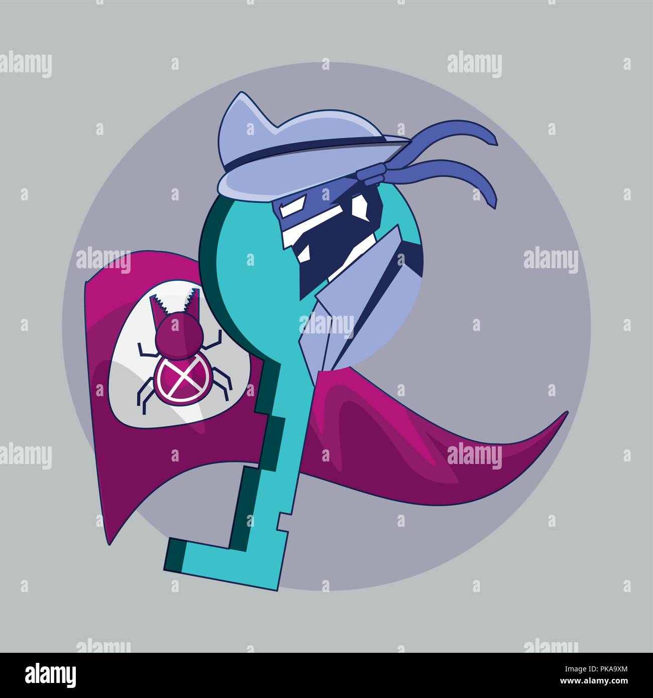 flag bug with pirate cyber atack vector illustration design Stock ...