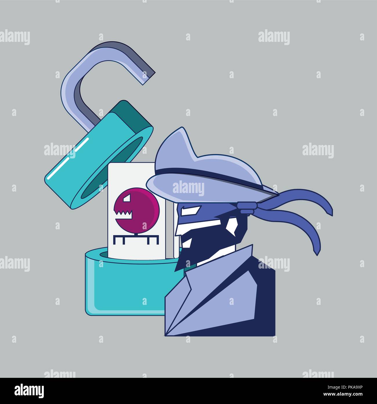 pirate with padlock data privacy vector illustration design Stock ...
