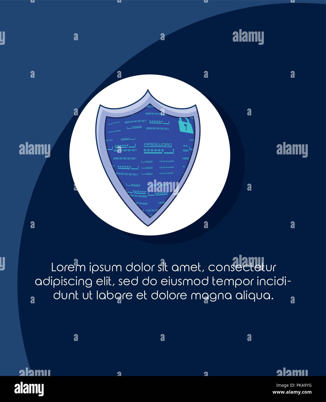 infographic of privacy police design with shield icon over blue ...