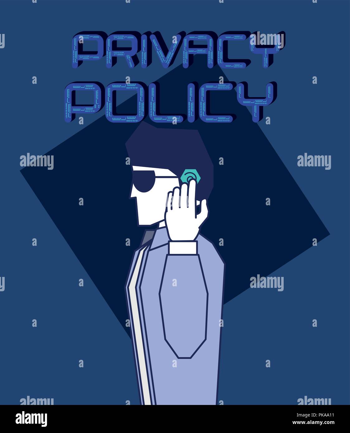 privacy policy design with detective icon over blue background ...
