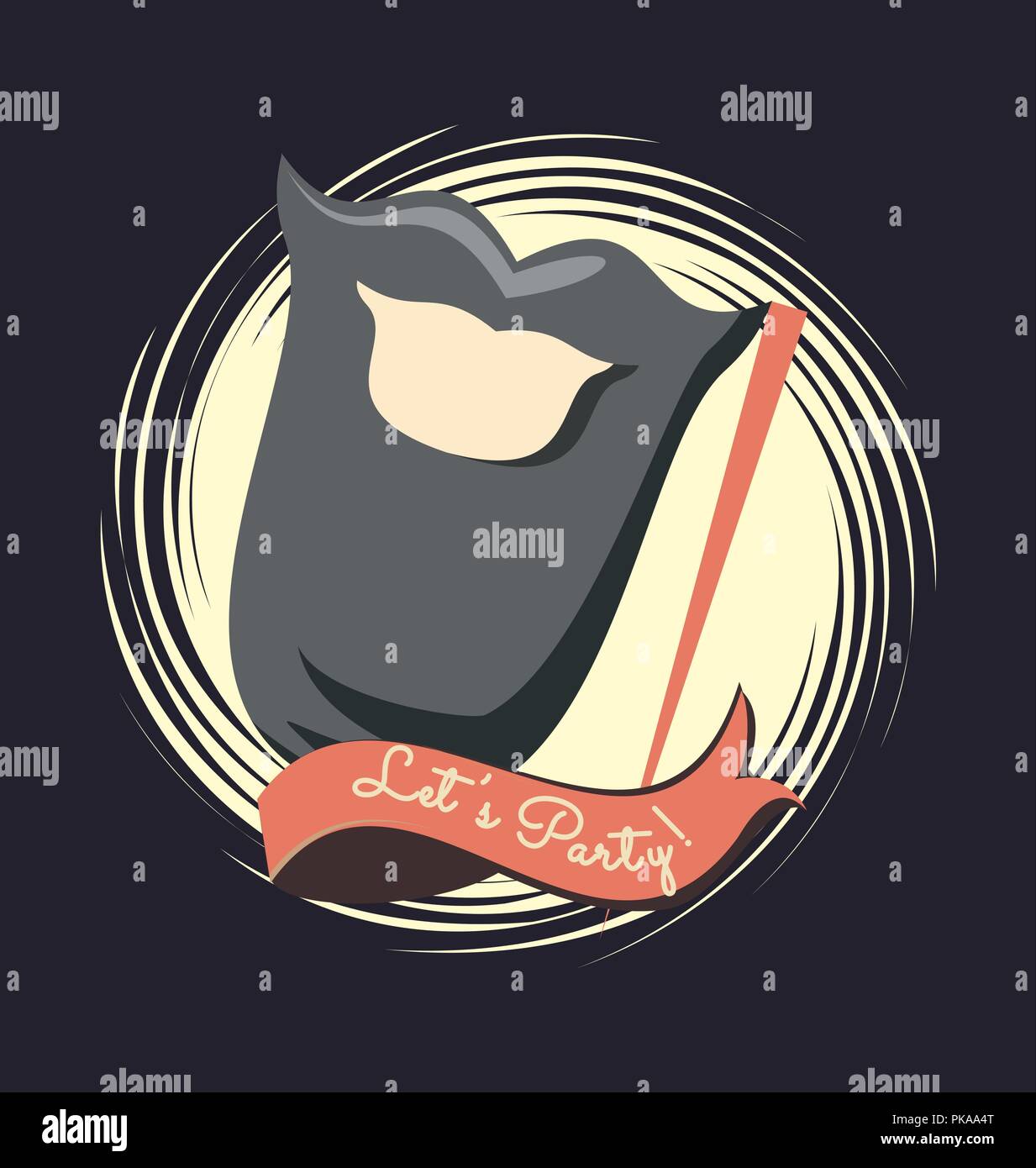 beard party prop icon over black background, colorful desgin. vector ...