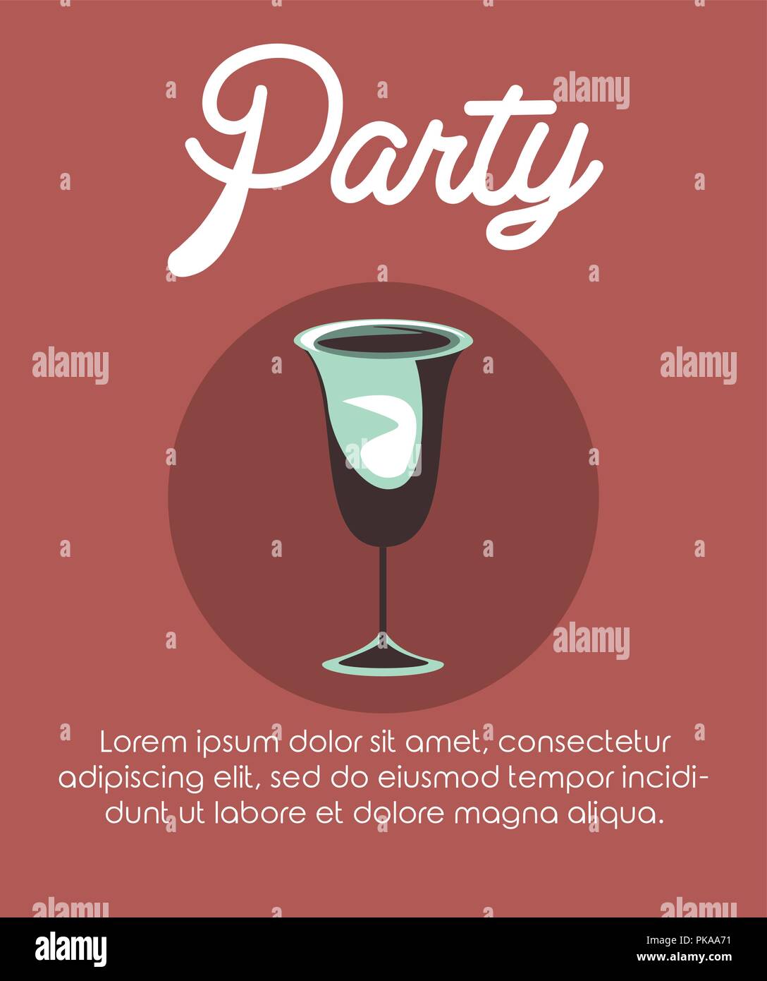 infographic of party design with cocktail drink over red background ...