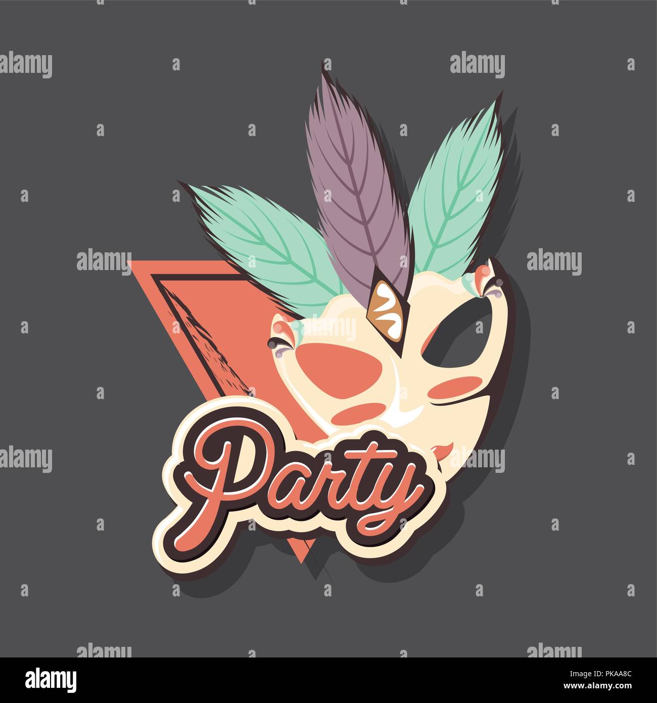 carnival mask icon over gray background, colorful design. vector ...