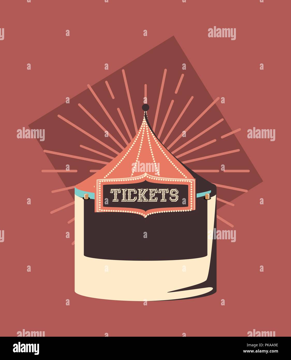 carnival tickets store and decorative sunburst over background ...