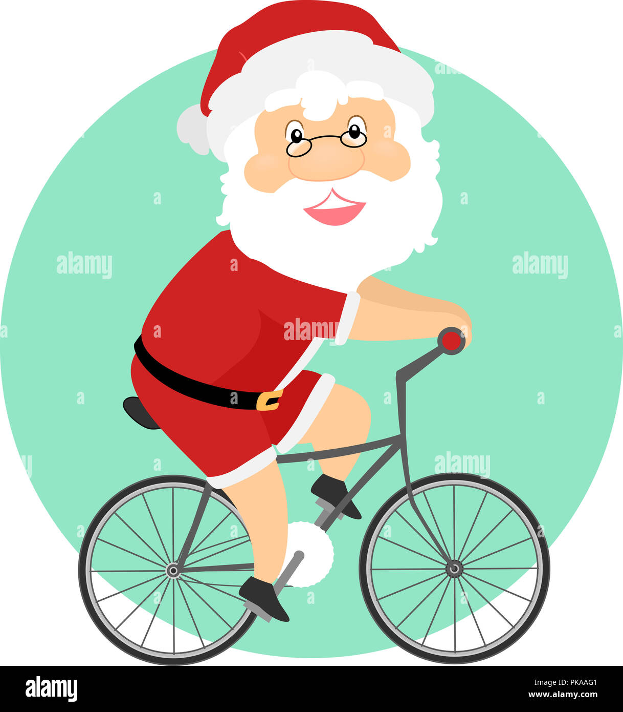 Illustration of a Summer Santa Claus Riding a Bike Stock Photo - Alamy