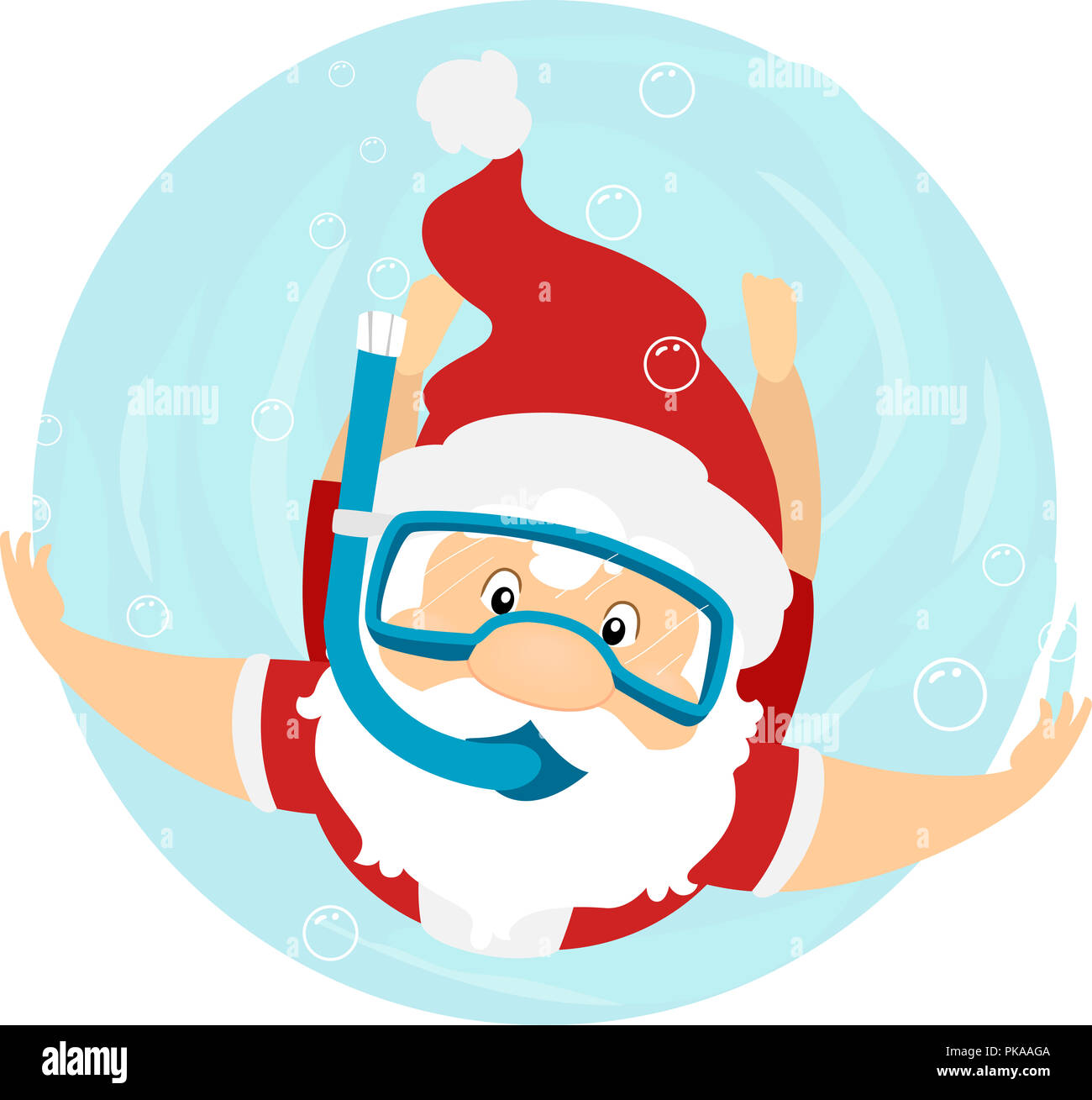 Illustration of a Summer Santa Claus Snorkeling Under Water Stock Photo ...