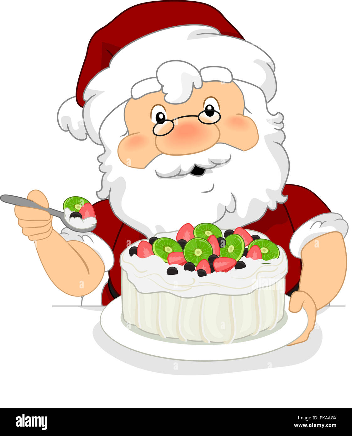 Illustration of Santa Claus Eating a Pavlova Dessert Stock Photo - Alamy