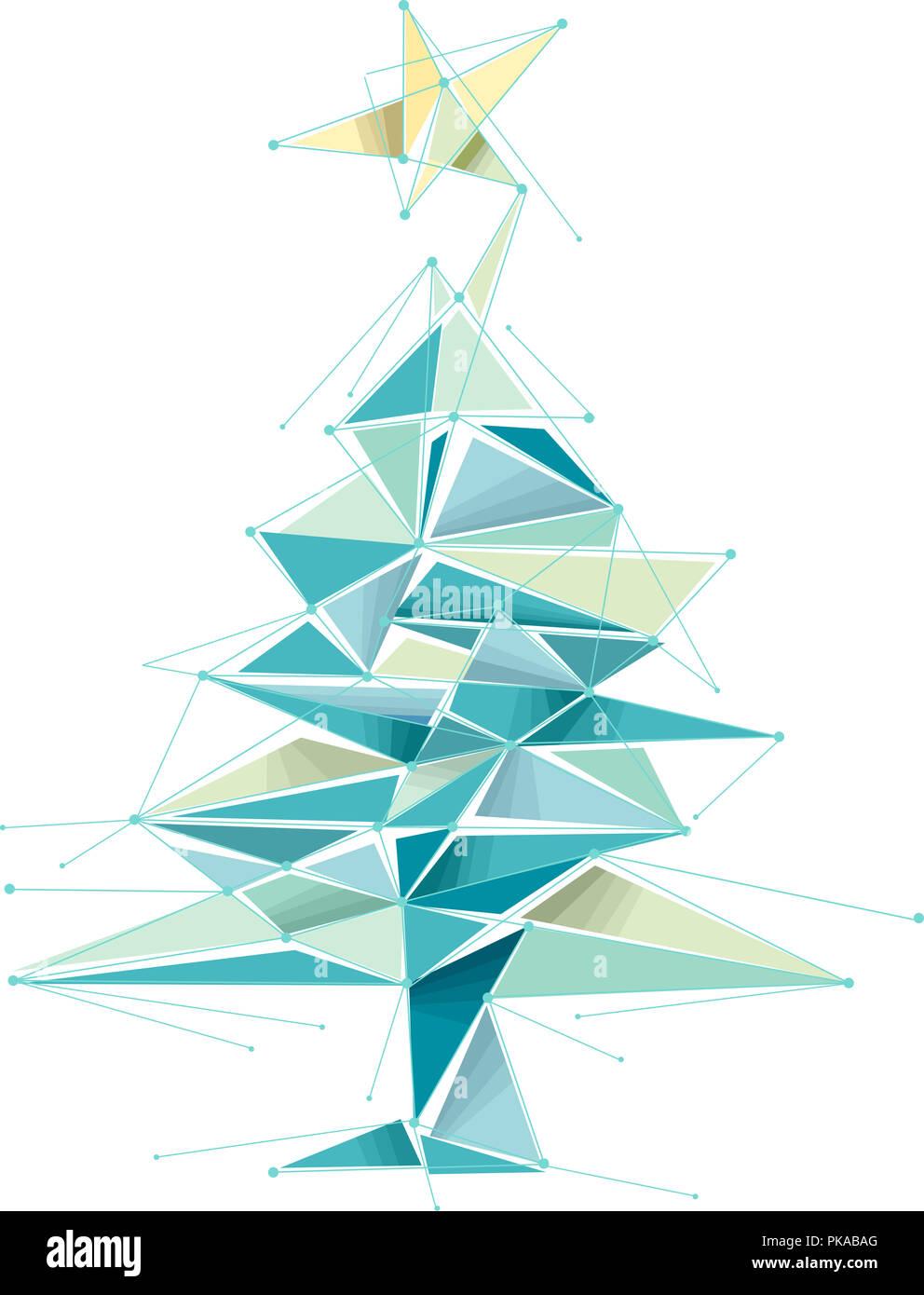 Illustration of a Geometric Christmas Tree Design in Blue and Yellow ...