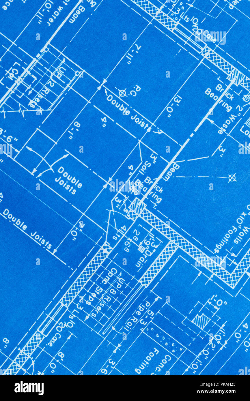 Residential House Paper Blue Print Floor Plan Close Up Stock Photo - Alamy